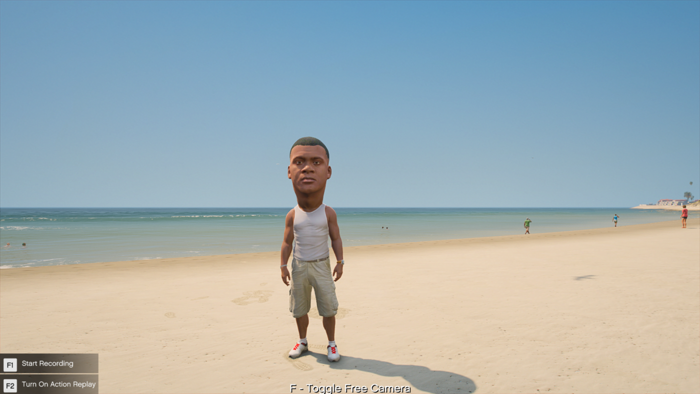 Download GTA 5 Mods Franklin Big Head Addon Ped (V2)