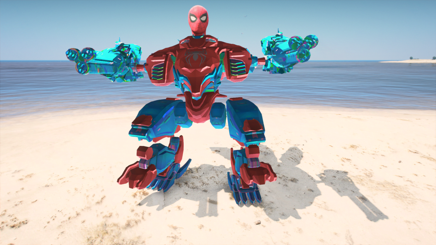 Download GTA 5 Mods Spiderman Robot Addon Ped (Lv3)