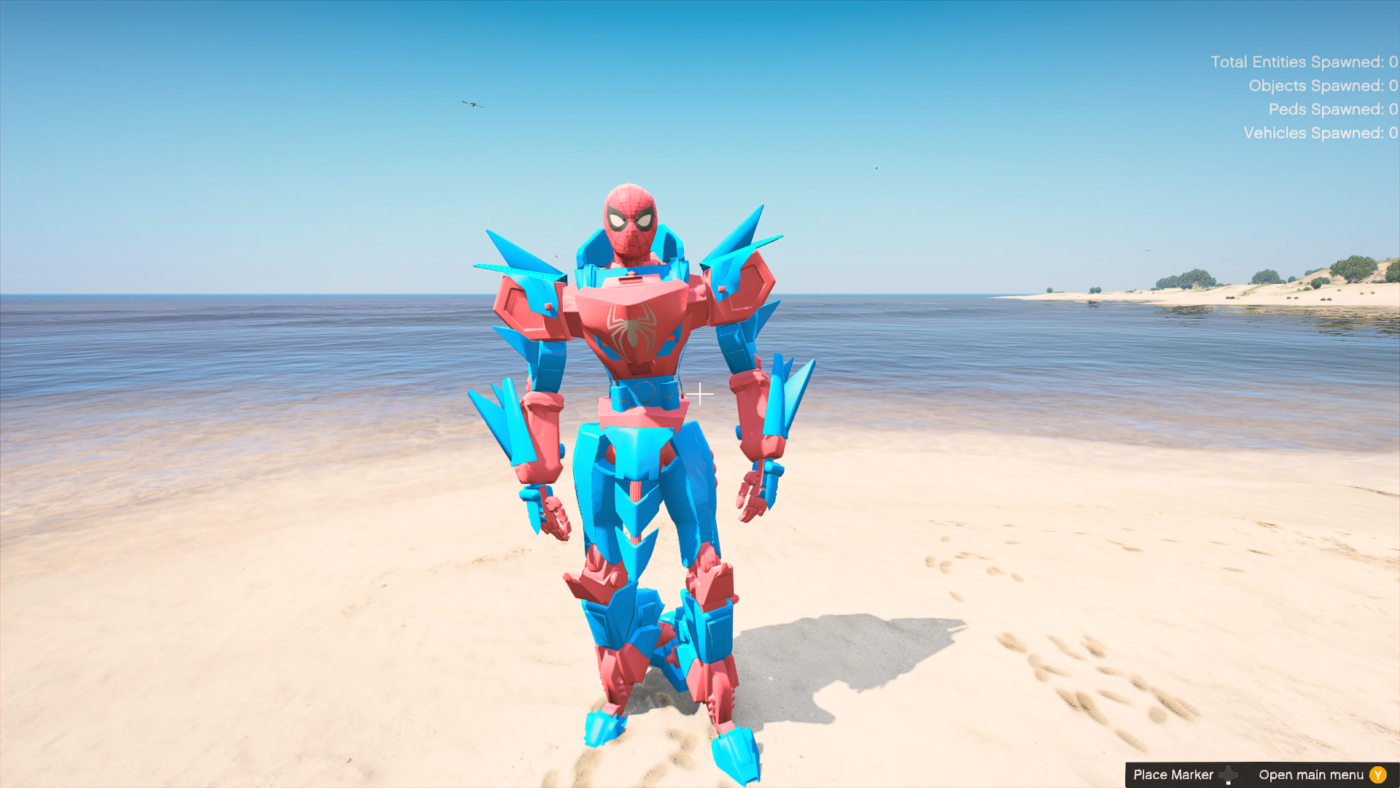 Download GTA 5 Mods Spiderman Robot Addon Ped (Lv5)