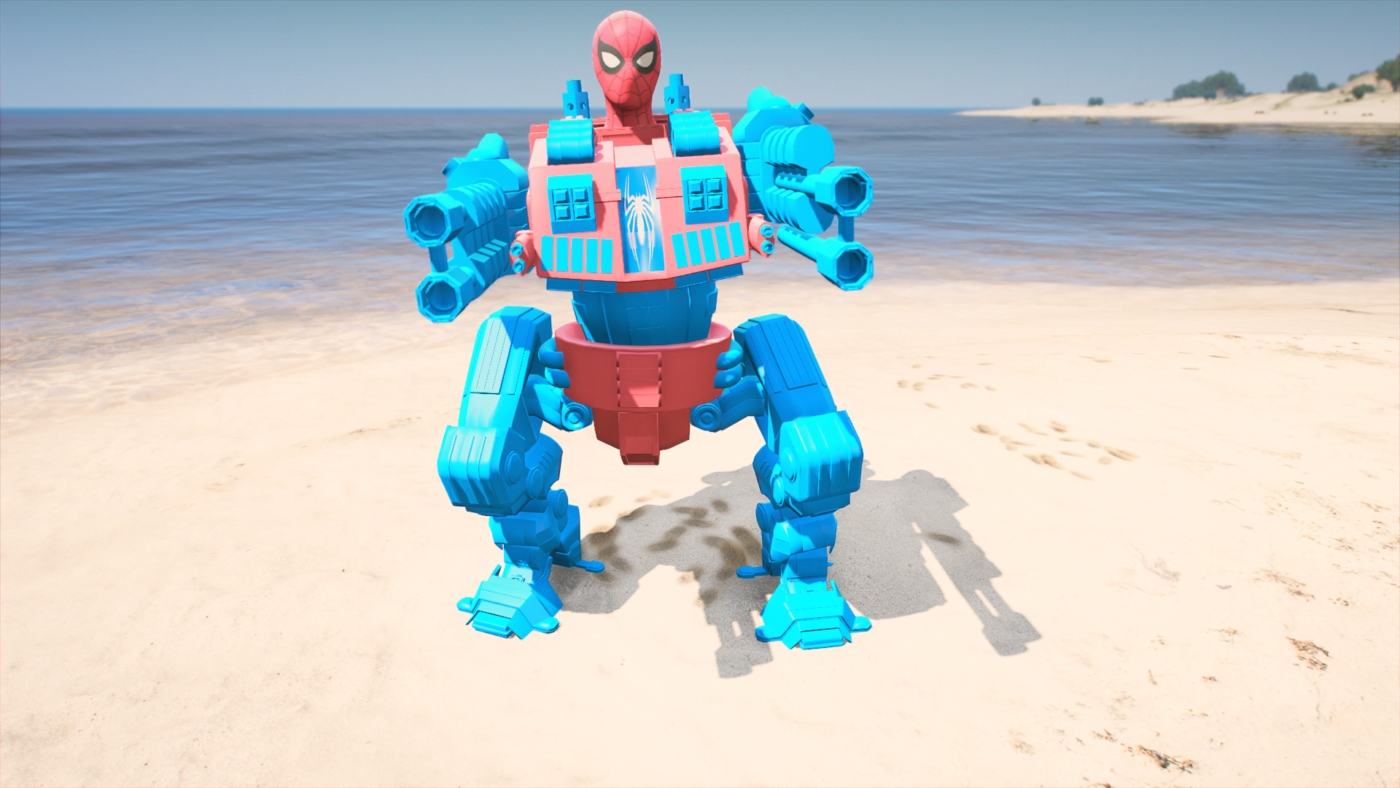 Download GTA 5 Mods Spiderman Robot Addon Ped (Lv7)