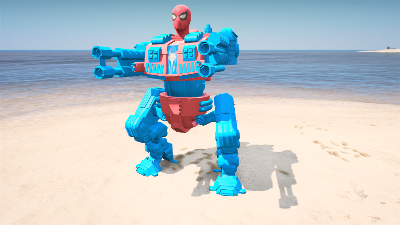 Download GTA 5 Mods Spiderman Robot Addon Ped (Lv7)