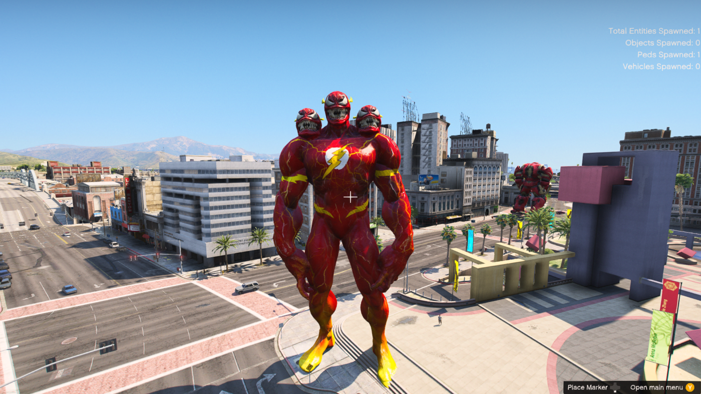 Download GTA 5 Mods Giant 3 Head Venom Flash Addon Ped